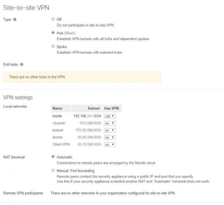 Configuring a Site to Site VPN Connection Between a Meraki MX65w ...